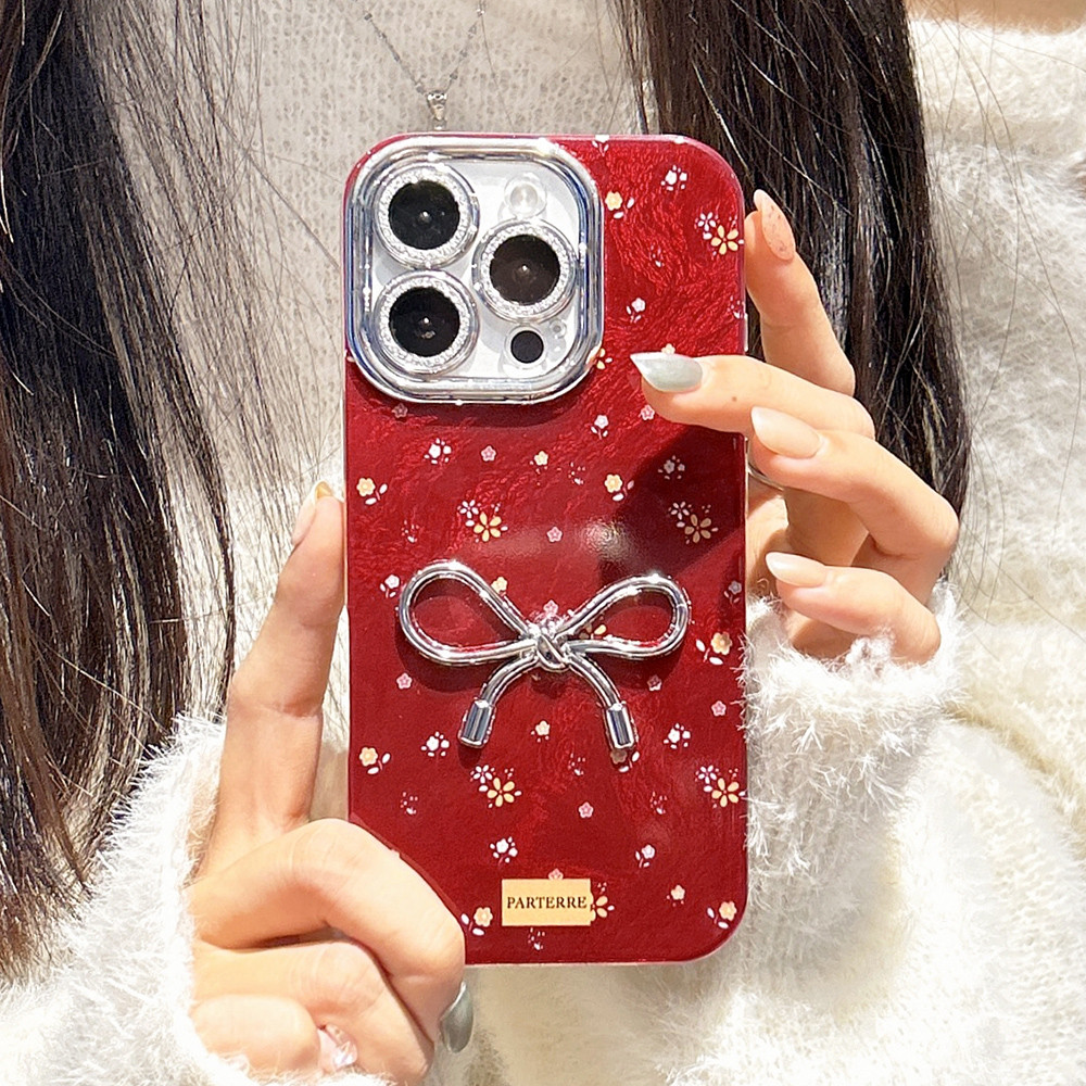 Stereoscopic Bowknot With Glitter Lens Film Acrylic Phone Case For ...