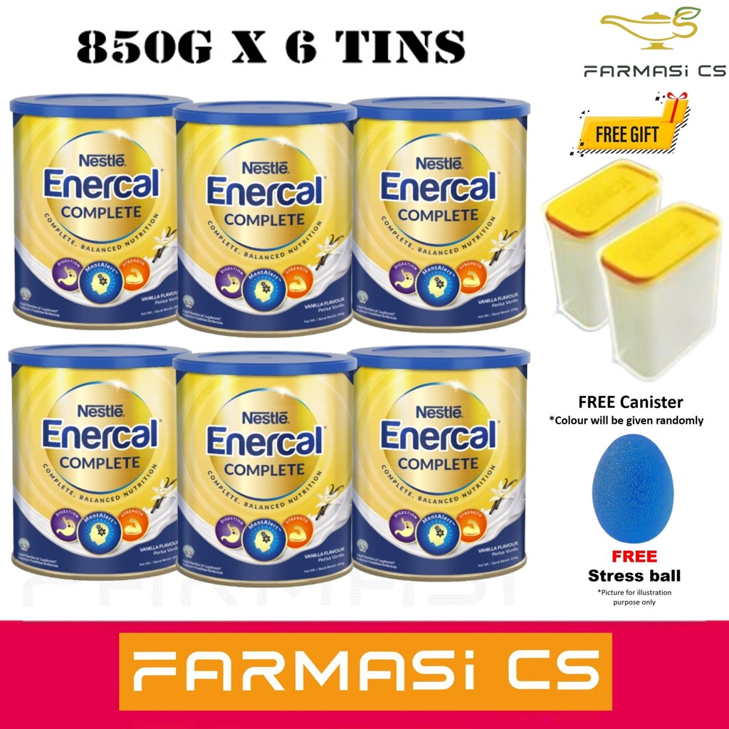 Enercal Complete 850g x 6 tins EXP:03/2027 FREE Canister x 2 units ...