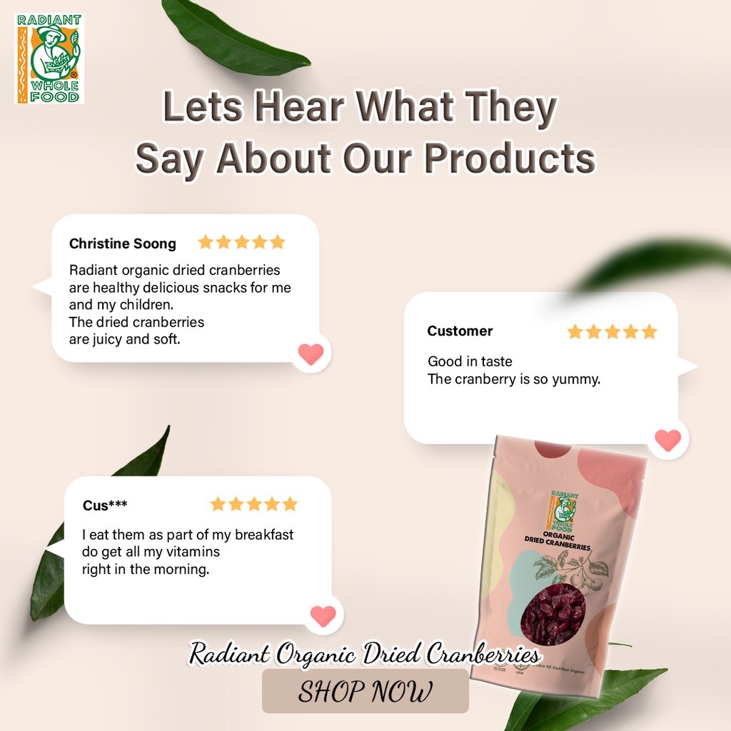[Twin Pack] Radiant Organic Dried Cranberries 100g x 2 Packs | Shopee ...
