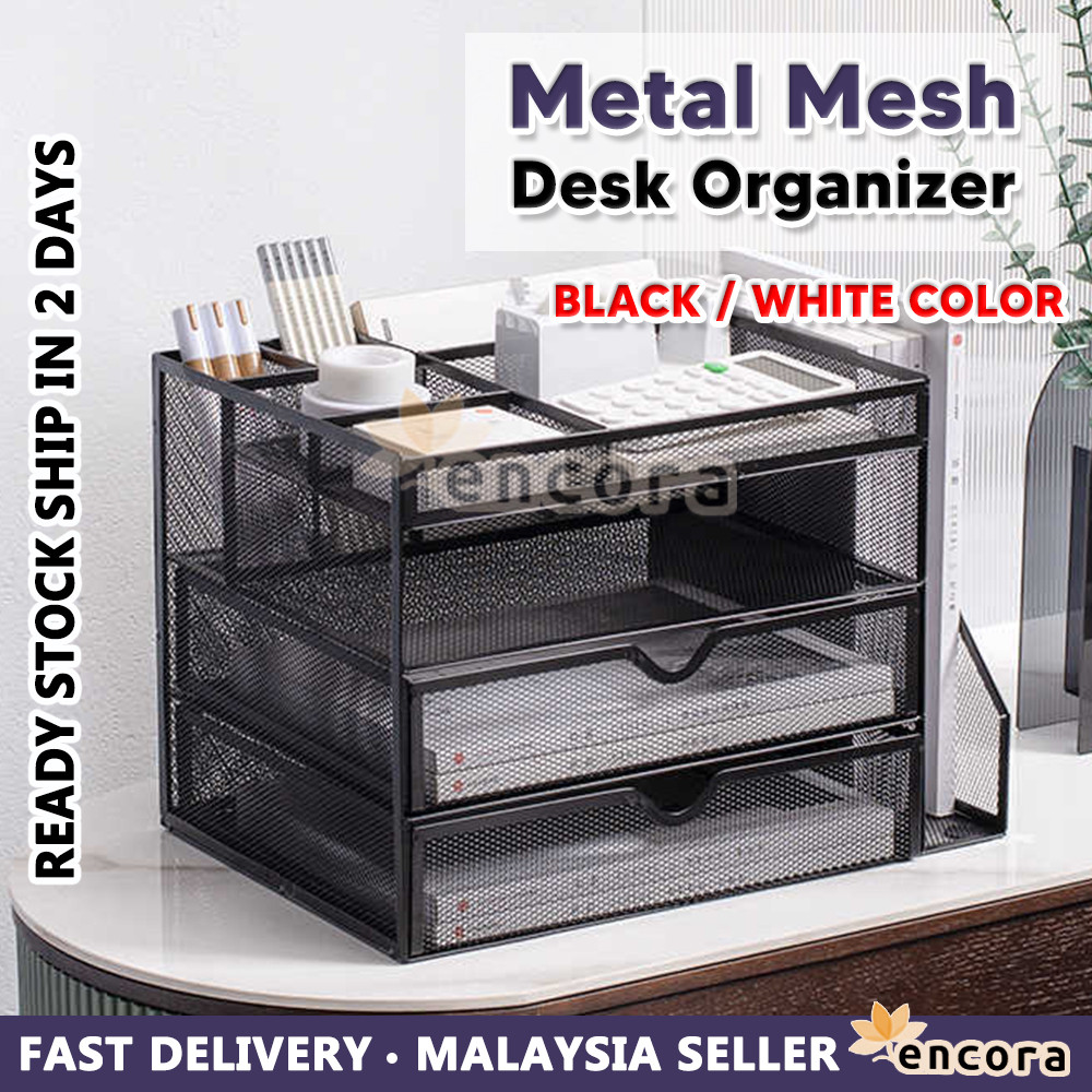 [4 Tier] Encora Metal Desk Organizer Office Drawer Rack Paper Tray ...
