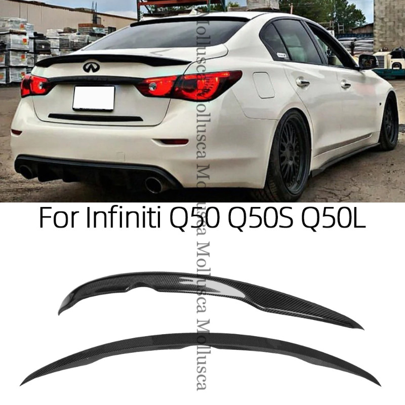 For Infiniti Q50 Q50S Q50L JP Style Carbon fiber Rear Spoiler Trunk wing 2013-2023 FRP honeycomb ...