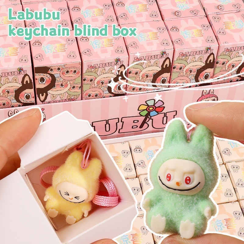 Labubu Flocking Keychain Blind Box - Backpack, Car Hanging Ornaments ...