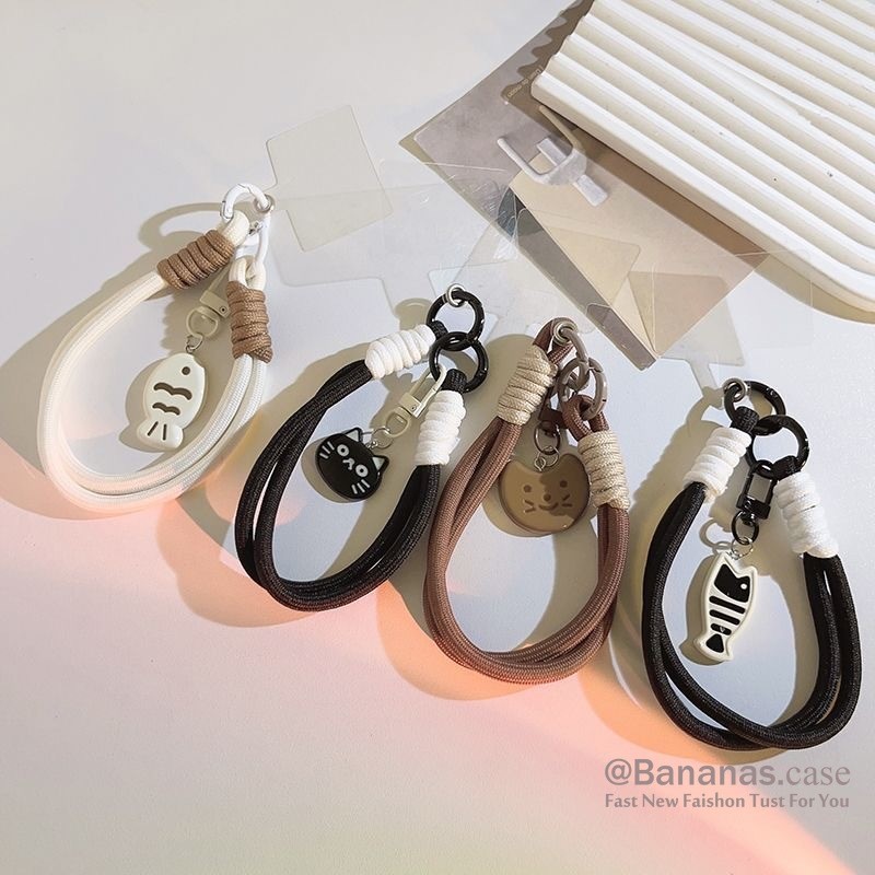 Black White Cat Phone Ring Phone Lanyard Key Lanyard Prevention Phone ...