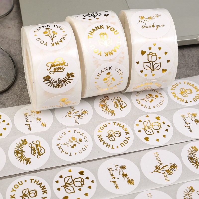 500Pcs/Roll Thank You Label Stickers - Self-Adhesive Thank You Label ...