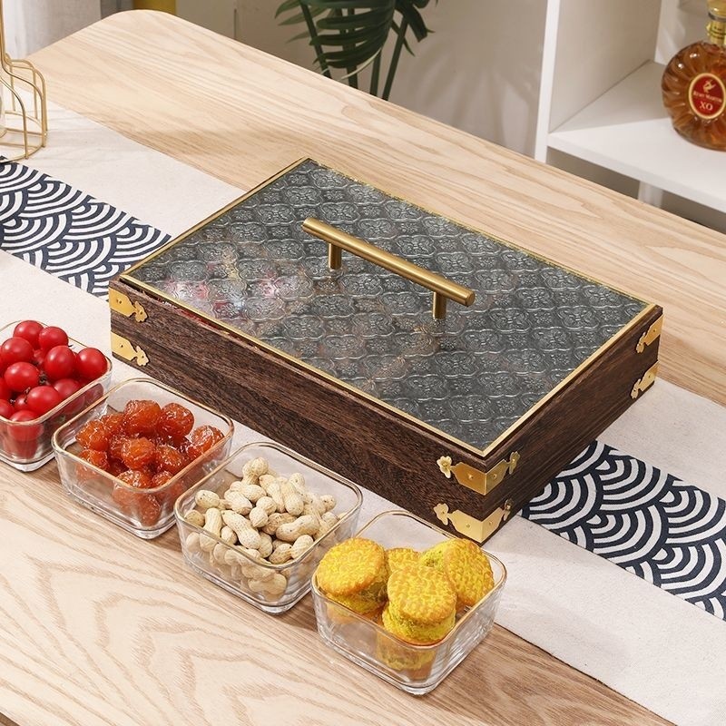 2025新年果盤糖果盒 Spring Festival Chinese Solid Wood Dried Fruit Box New Year ...