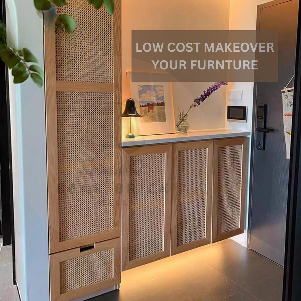 3D Rattan PVC Wallpaper Cabinet Sticker Decor Living Room Ruang Tamu ...