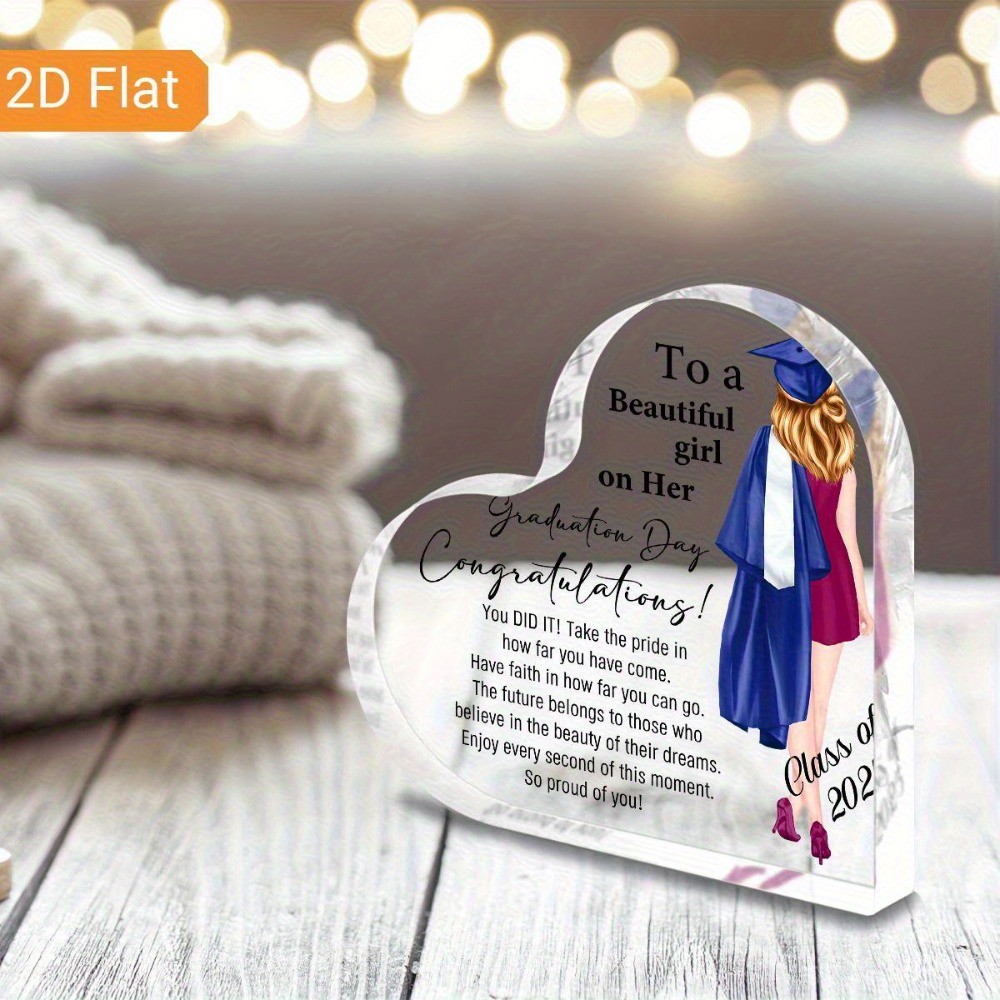 1pc 2025 Graduation Acrylic Statue Ornament - Elegant Girl in Cap ...