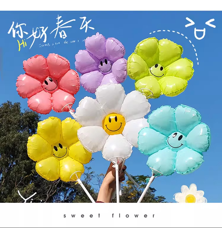 50 Pcs Belon Bunga Handheld Balloon Sticks Birthday Picnic Graduation ...