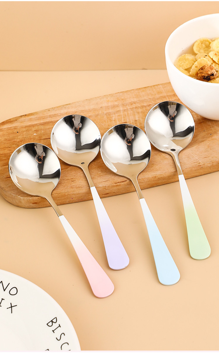 High aesthetic 304 stainless steel spoon with widened handle and ...