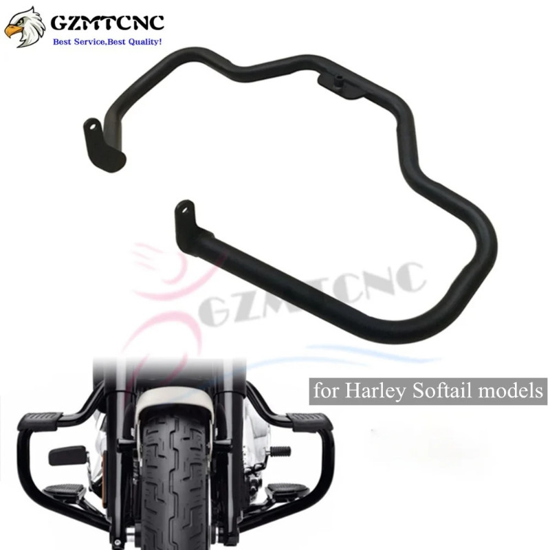 Mustache Engine Guard Highway Crash Bar For Harley Softail Fat Street ...