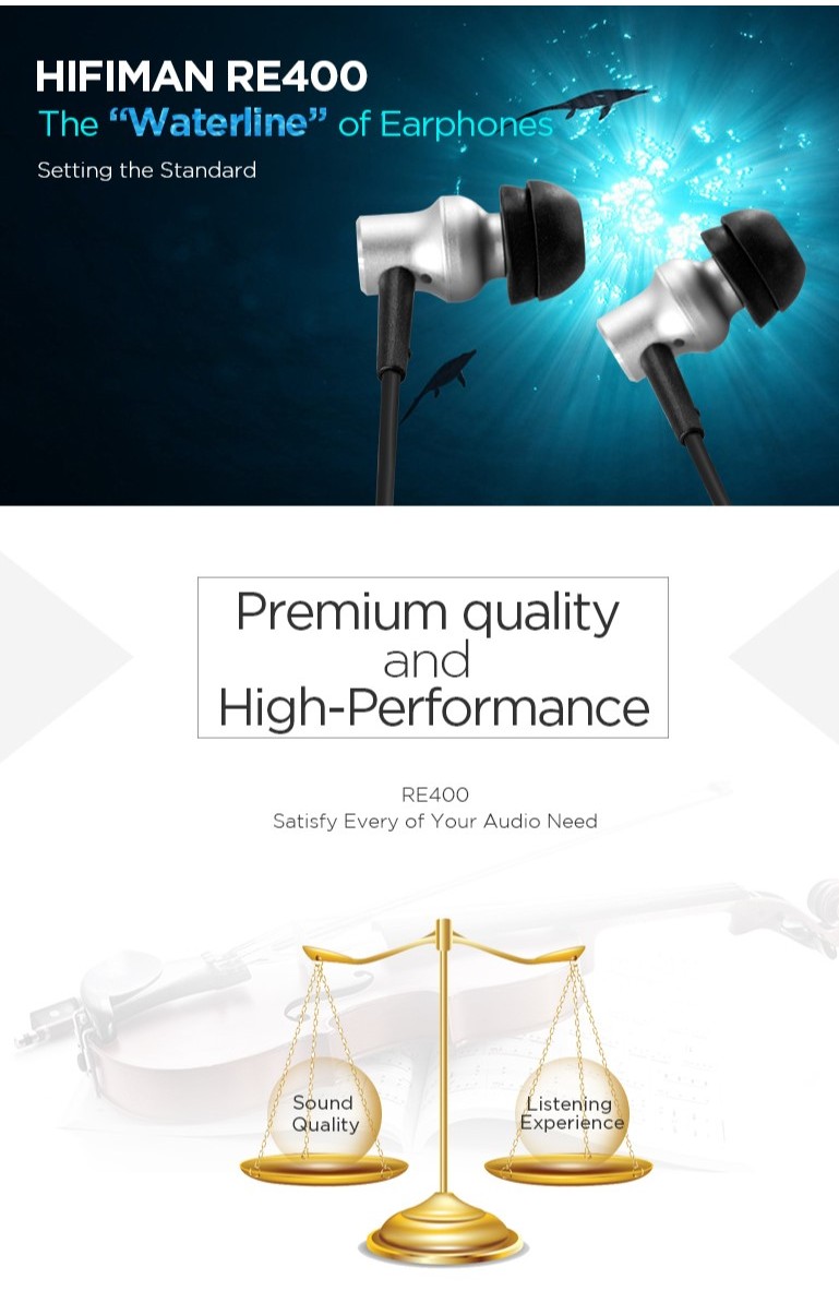 Hifiman RE400 Waterline, In-Ear Monitors: Titanium Dynamic Driver Premium Wired Earphones IEM ...