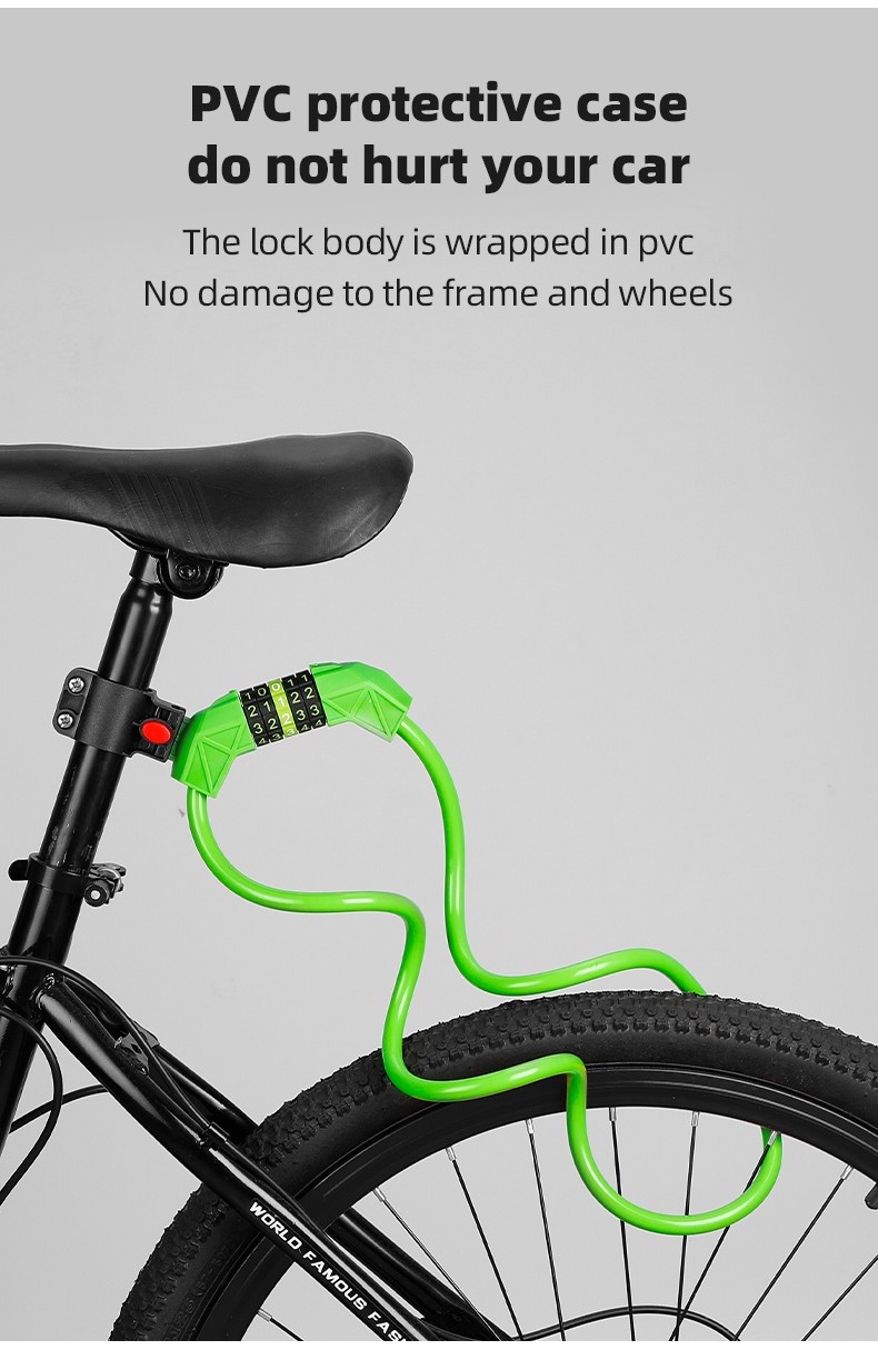 5 Digit Password Lock Bicycle Lock Anti Theft MTB Bike Steel Chain Lock ...