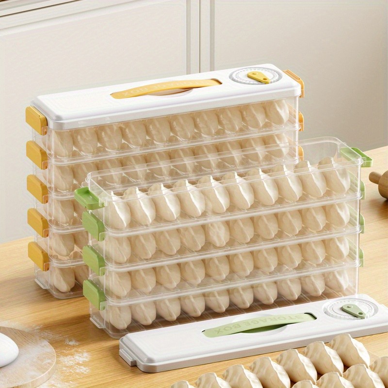 Food-Grade Kitchen Storage Clear Plastic Dumpling Box with Yellow ...