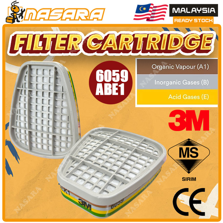 Nasara 3M 6003 / 6057 / 6059 1 Pair Organic Vapor & Acid Gas Cartridge ...