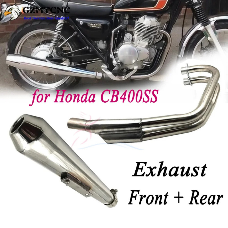 Front + Rear CB400SS Exhaust Pipe Muffler Silencer Tip Performance Vent ...