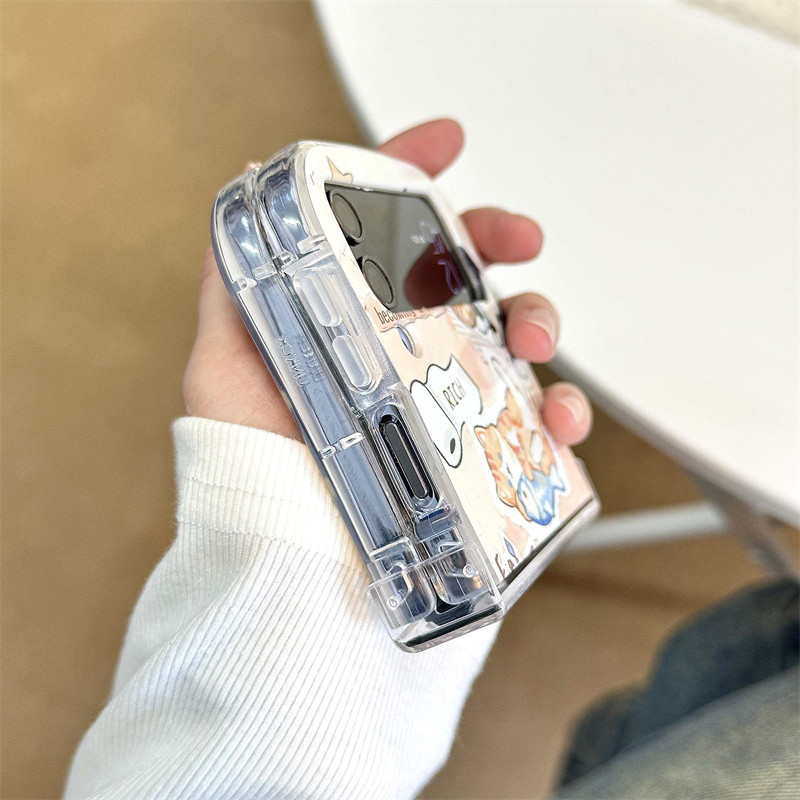 Cute Cartoon Color Print Clear TPU Soft Phone Case with Handstring ...