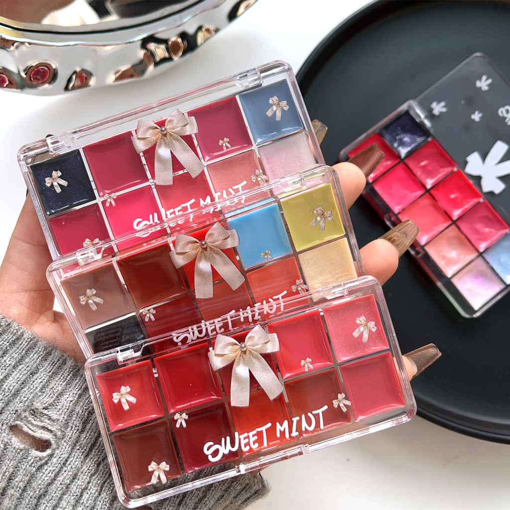 SWEET MINT Ten Colors Lip Gloss Palette - Water Light Mirror Lip Glaze ...