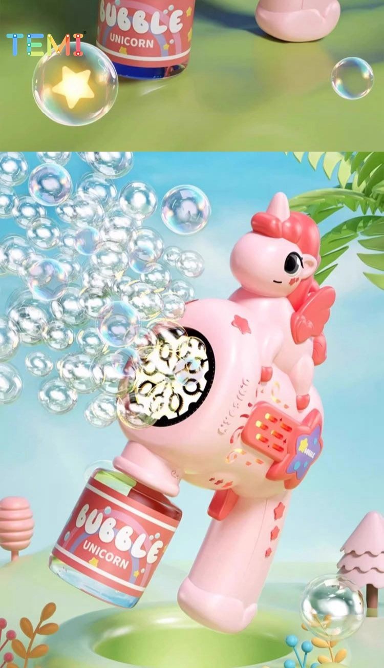 TEMI Unicorn Bubble Machine Toy Automatic Bubble Blowing Outdoor Kids ...