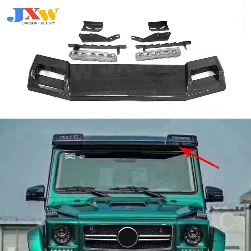 For G Class Carbon Fiber Rear Trunk Wings Roof Spoiler with LED Lights ...