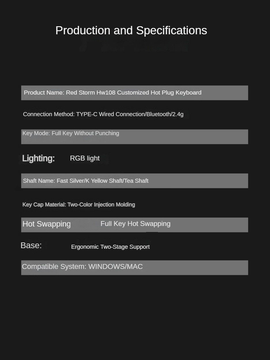 2024 New! Lychee gaming HW108 108-key South Facing LED RGB mechanical ...