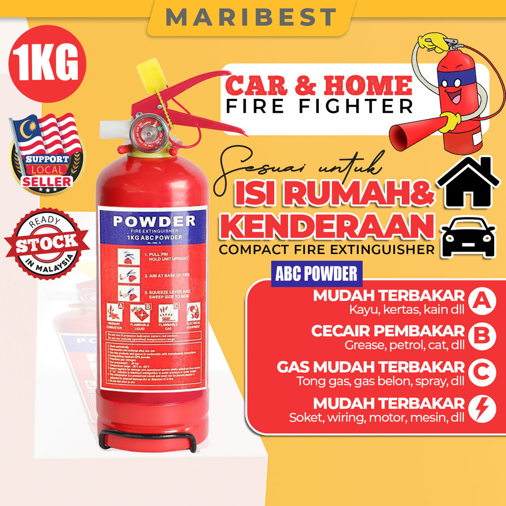 Alat Pemadam Api Kereta Portable Fire Extinguisher 1kg Fire Fighter 1kg ...