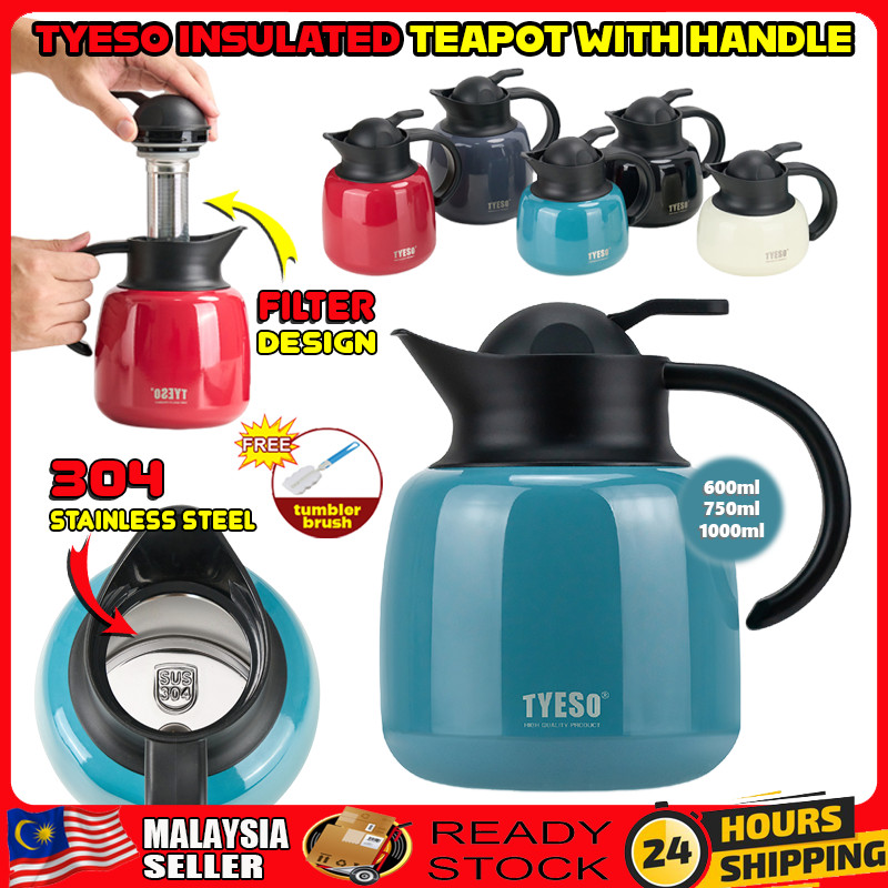 【AUTHORIZED DEALER】Tyeso Thermal Insulation Tea Pot With Filter 600/750 ...
