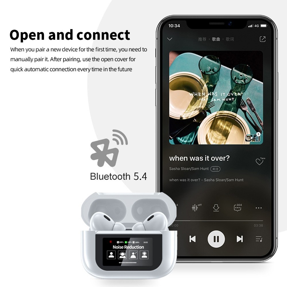 A9 Pro Earphone & Case Bluetooth Wireless Earbuds with Screen Headset ...