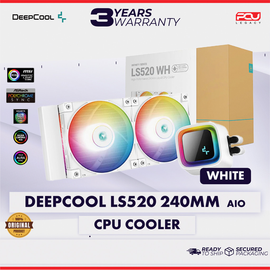 DEEPCOOL LS520 240MM AIO CPU COOLER - WHITE (3Y) | Shopee Malaysia