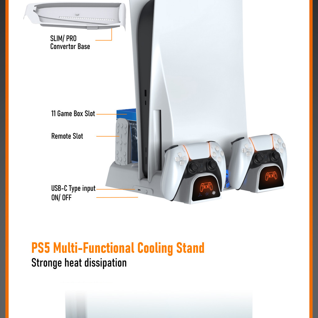 DOBE PS5 FAT SLIM PRO Multifunction Cooling Stand Console Cooling fan ...