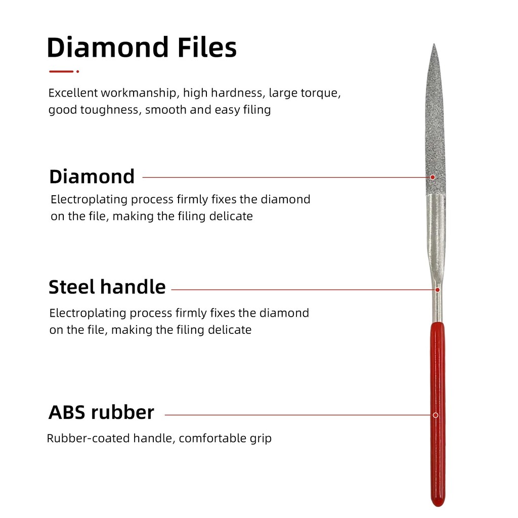 New 10Pcs Diamond Needle File Set Mini Needle File Kit for Stone Glass ...