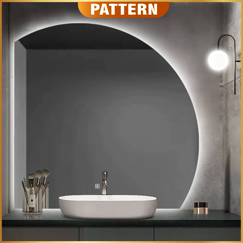PATTERN LED Makeup Mirror Quater Round Moon Shaped Bathroom Mirror ...