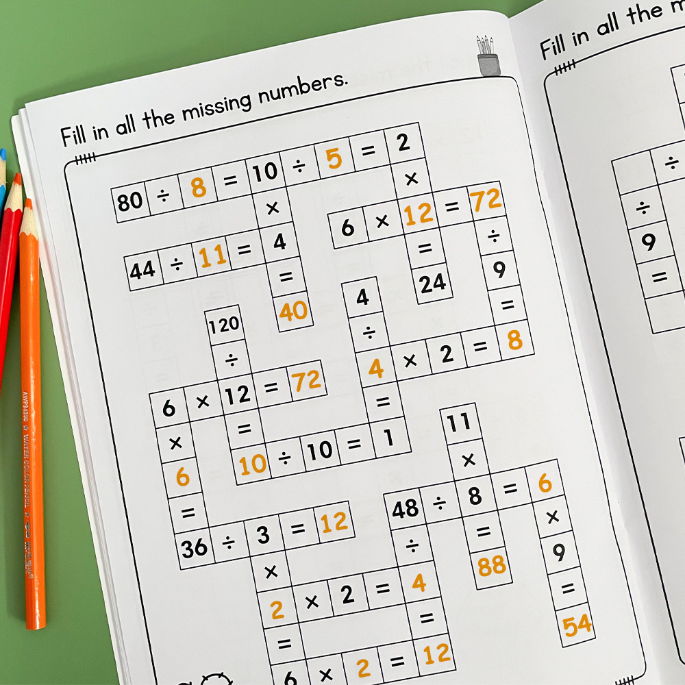 32 Pages Math Worksheets 1-12 Multiplication & Division Crossword ...