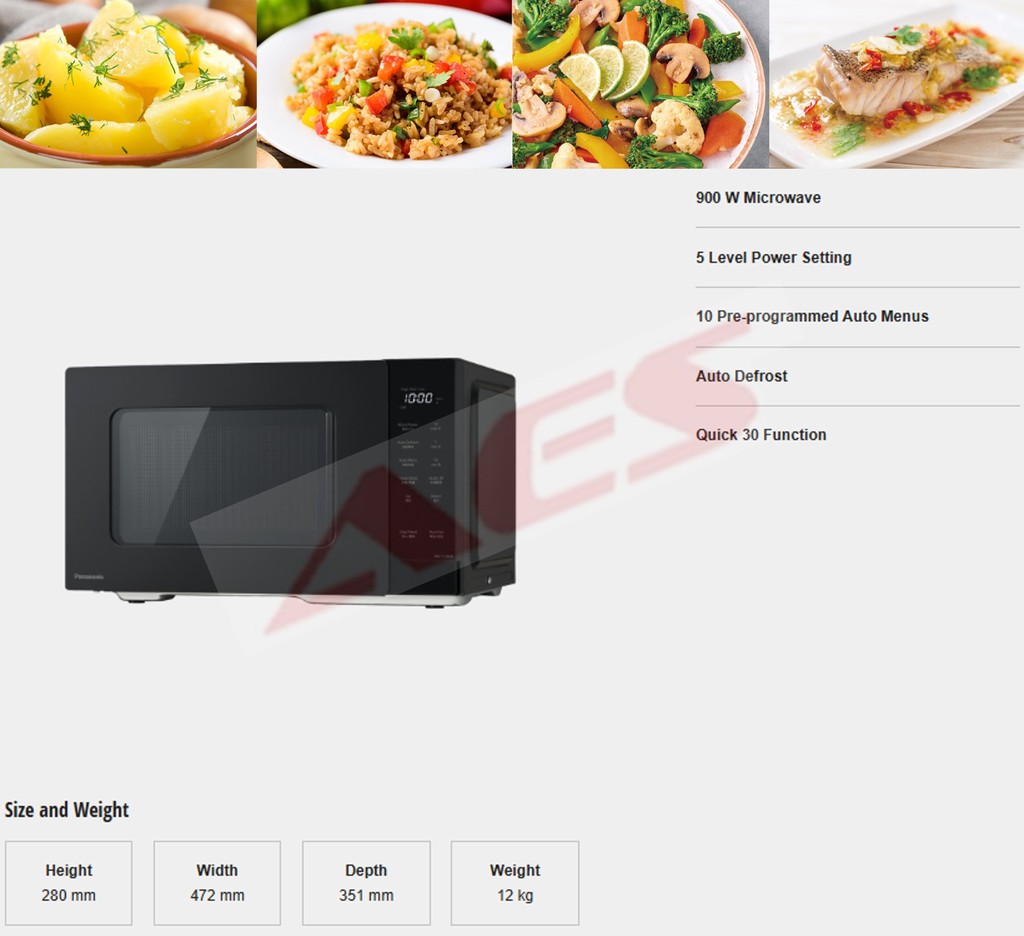 PANASONIC NN-ST34NBMPQ 25L 5 LEVEL POWER SETTING 10 PRE-PROGRAMMED AUTO ...