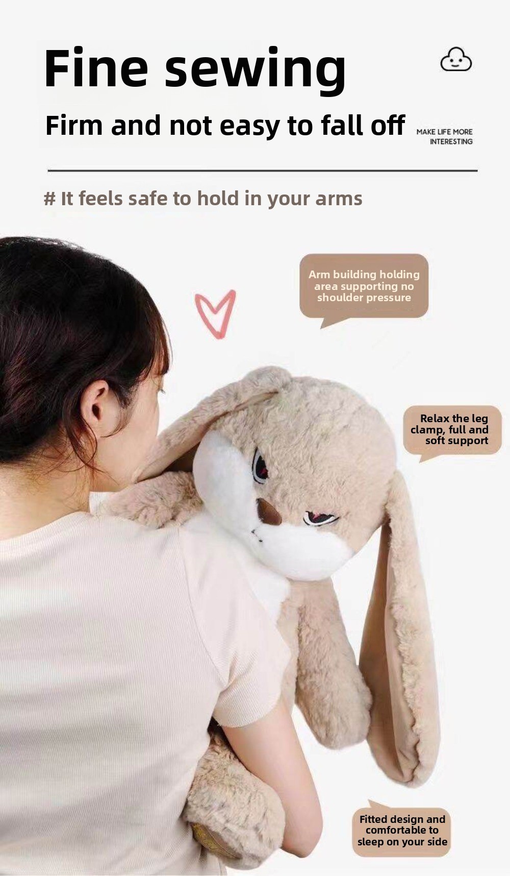 Large Size Angry Rabbit Plush Toy Cute Animal Plushie Doll Kawaii ...