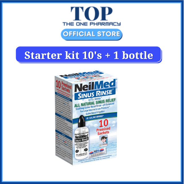 Neilmed Sinus Rinse Starter Kit [1 Bottle+10 Sachets] / 1 unit Bottle ...