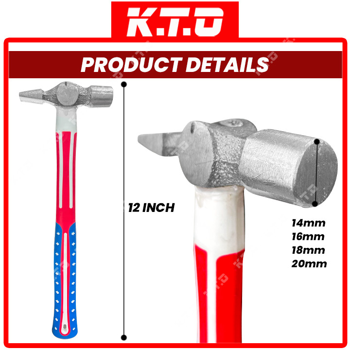 Cross Pein Hammer With Fiber Handle Anti-Slip Rubber Grip Wiring Hammer ...