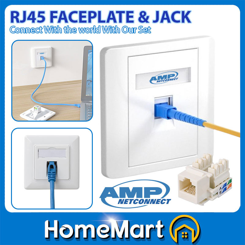 AMP Faceplate Jack Set TE Connectivity Punch Down Keystone Jack RJ45 ...