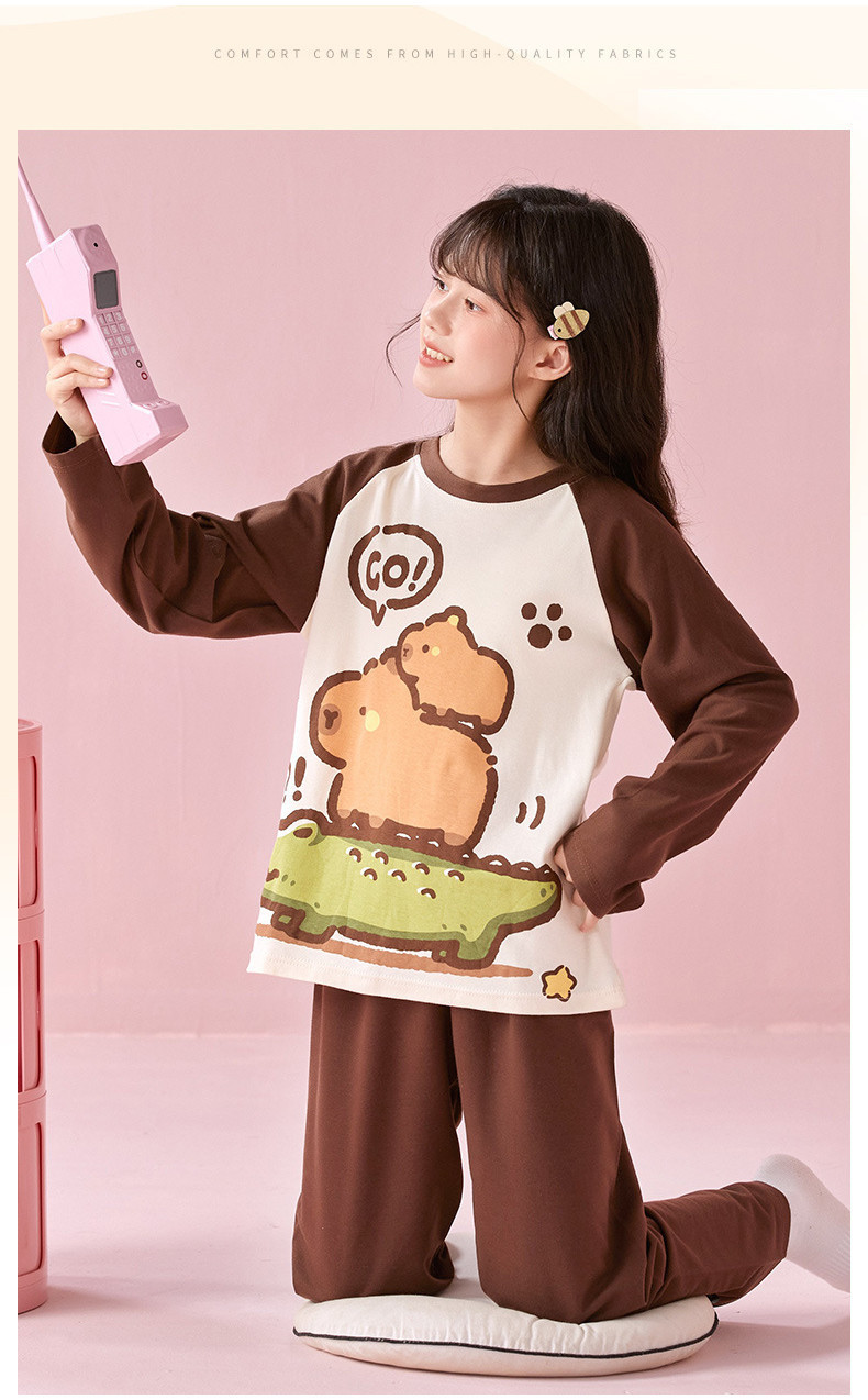 Kids Pyjamas Children Girls Cute Cartoon Capybara Loopy Sleep Wear ...