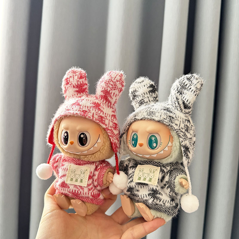 17cm Labubu Clothes Labubu Doll Sitting Party Jacquard Shirt Two-Piece ...