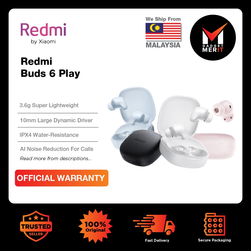 Xiaomi Redmi Buds 6 Play Earbuds | Up to 36 Hours of All-Day Play | AI ...