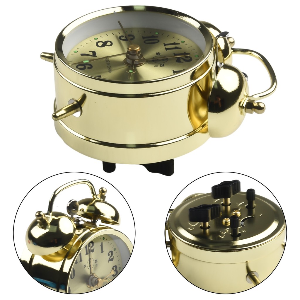 ⭐ BIG DISCOUNTS⭐ Horseshoe Mechanical Gold Alarm Clock Manual Wind Up ...