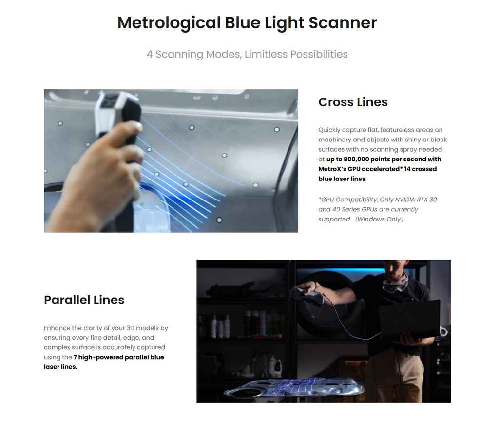 Revopoint MetroX 3D Scanner, Blue Laser Line and Full-field Structured ...