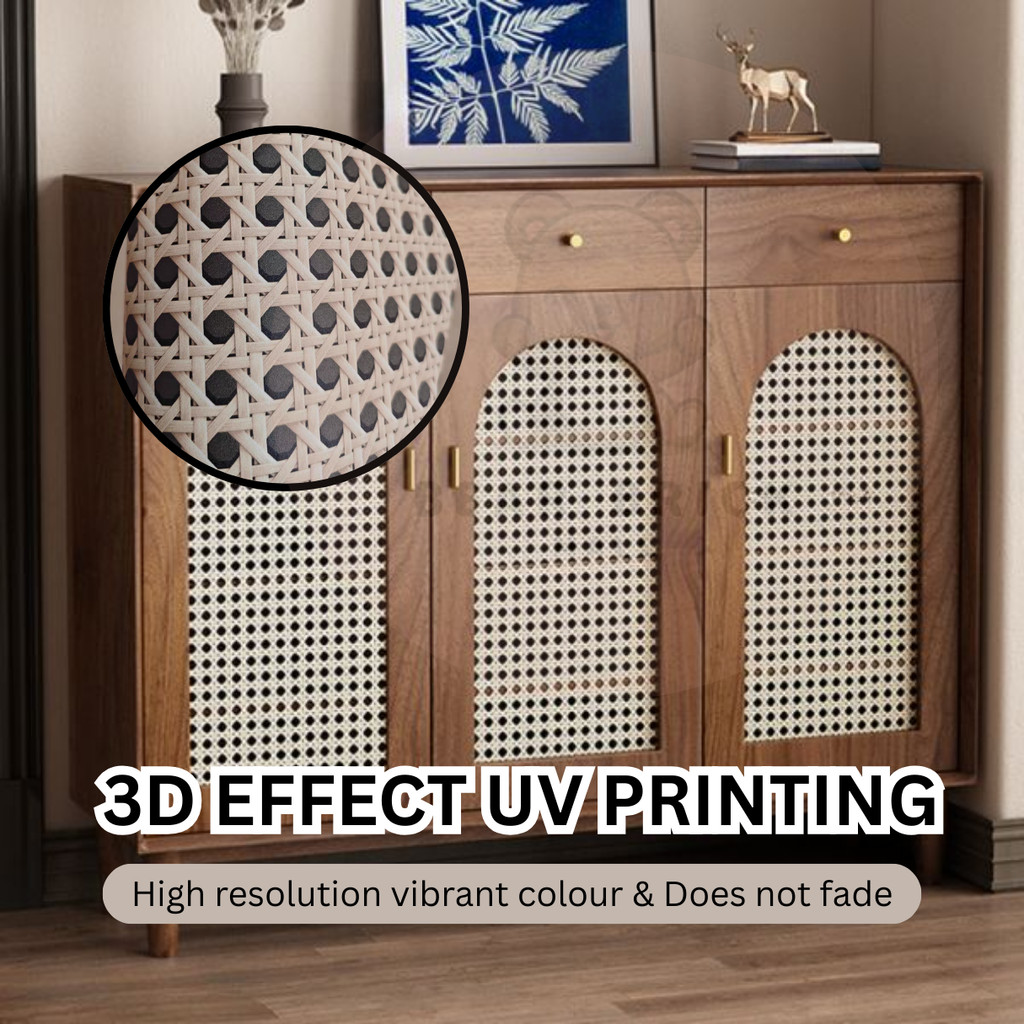 3D Rattan PVC Wallpaper Cabinet Sticker Decor Living Room Ruang Tamu ...