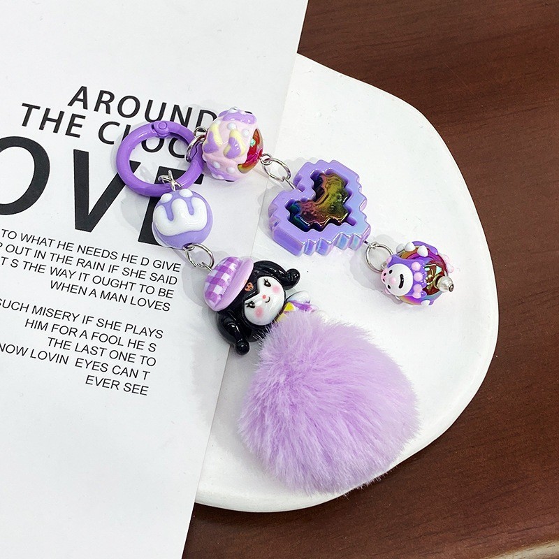 Sanrio Hello Kitty Melody Hairball Phone Chain Camera Pendant Kuromi ...