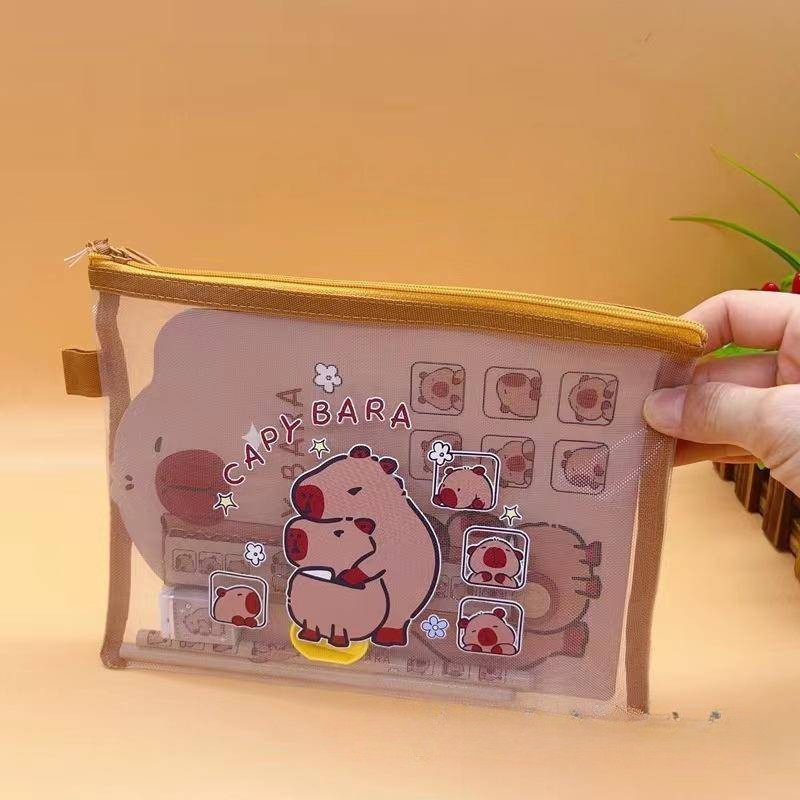 7Pcs/Set Cute Capybara Cartoon Stationery Set Children Learning Gift ...
