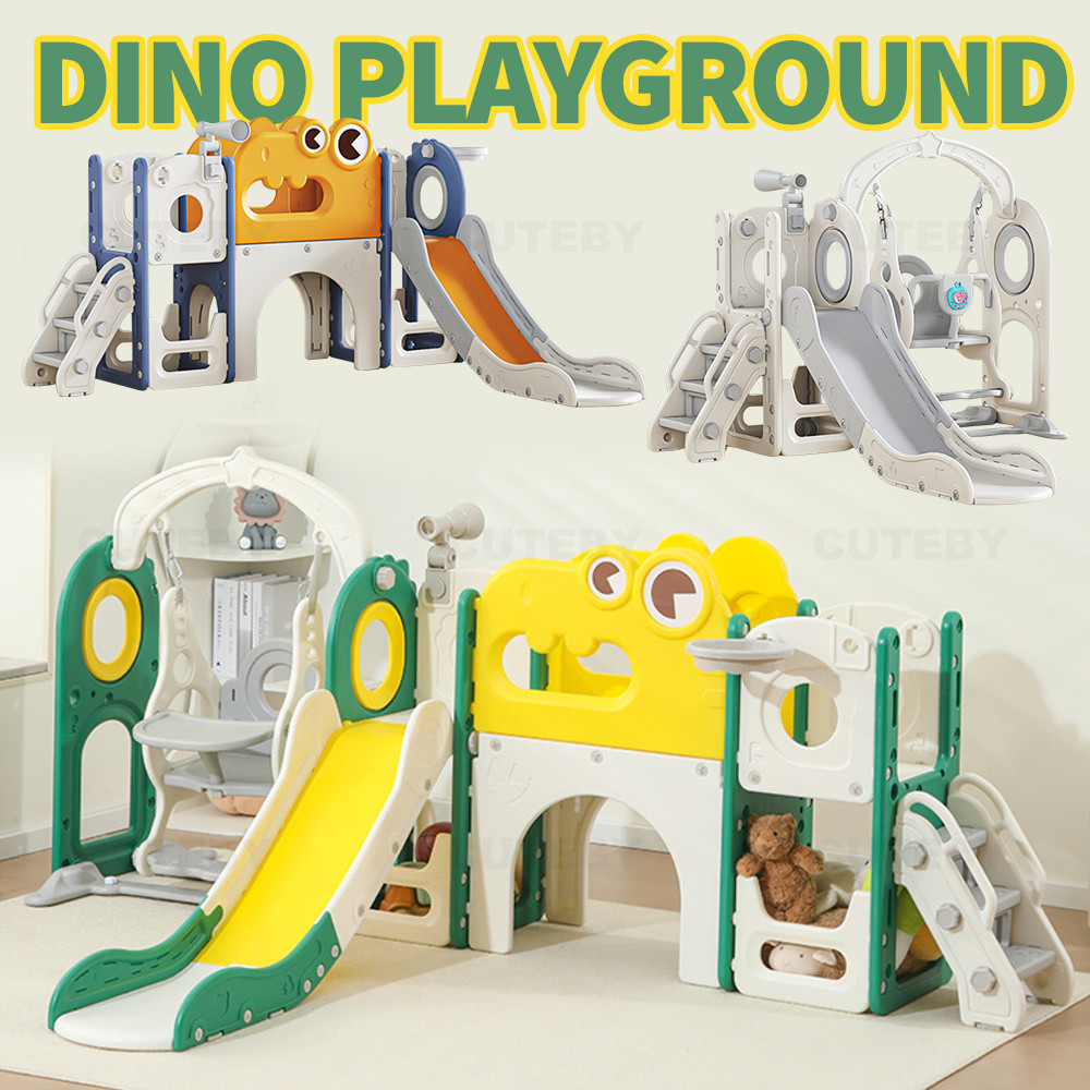 DINO PLAYGROUND Swing Slide And Basketball Hook Indoor Outdoor Mini ...