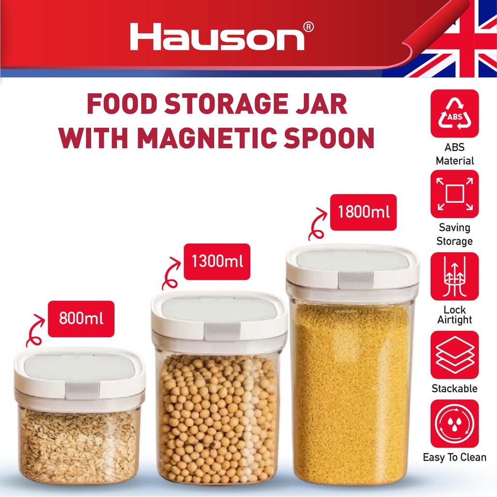 HAUSON Airtight Food Container with Magnetic Spoon Tupperware Spoon ...