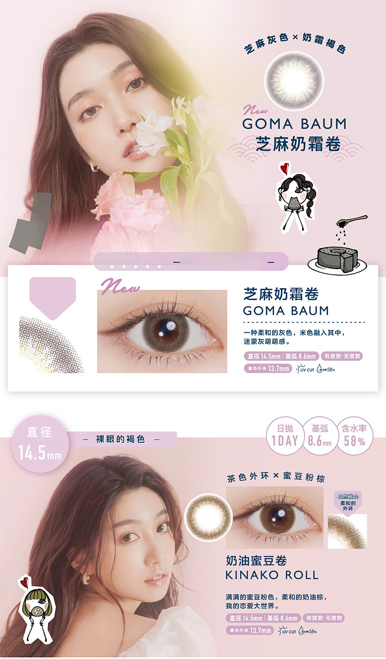 【LensQueen 24 jam hantar stok】Kanta lekap Flanmy harian buang diameter ...