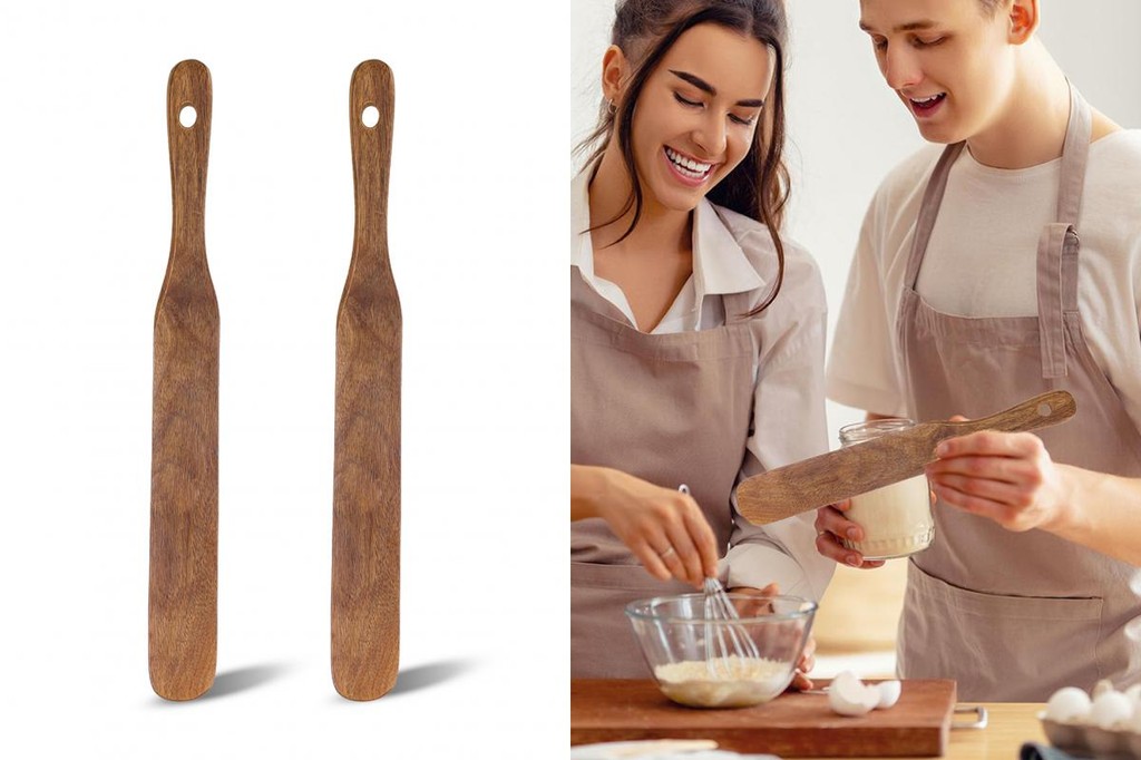 LUH- Ergonomic Yeast Scraper Spatula Acacia Wooden Sourdough Spatula ...