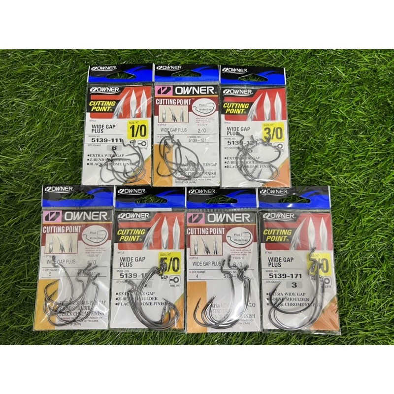 OWNER Wide Gap Plus Worm Hook 5139 Cutting Point Soft Plastic Bait Fishing Toman Snakehead ...